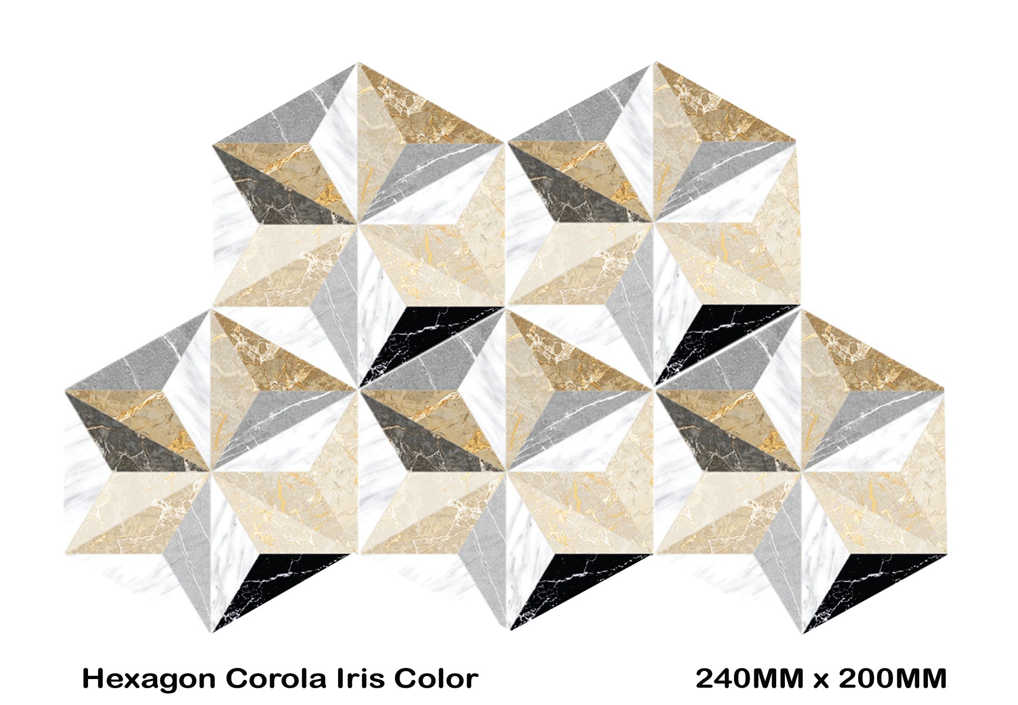 Hexagon Corola Iris Colors 198x228 mm Matt