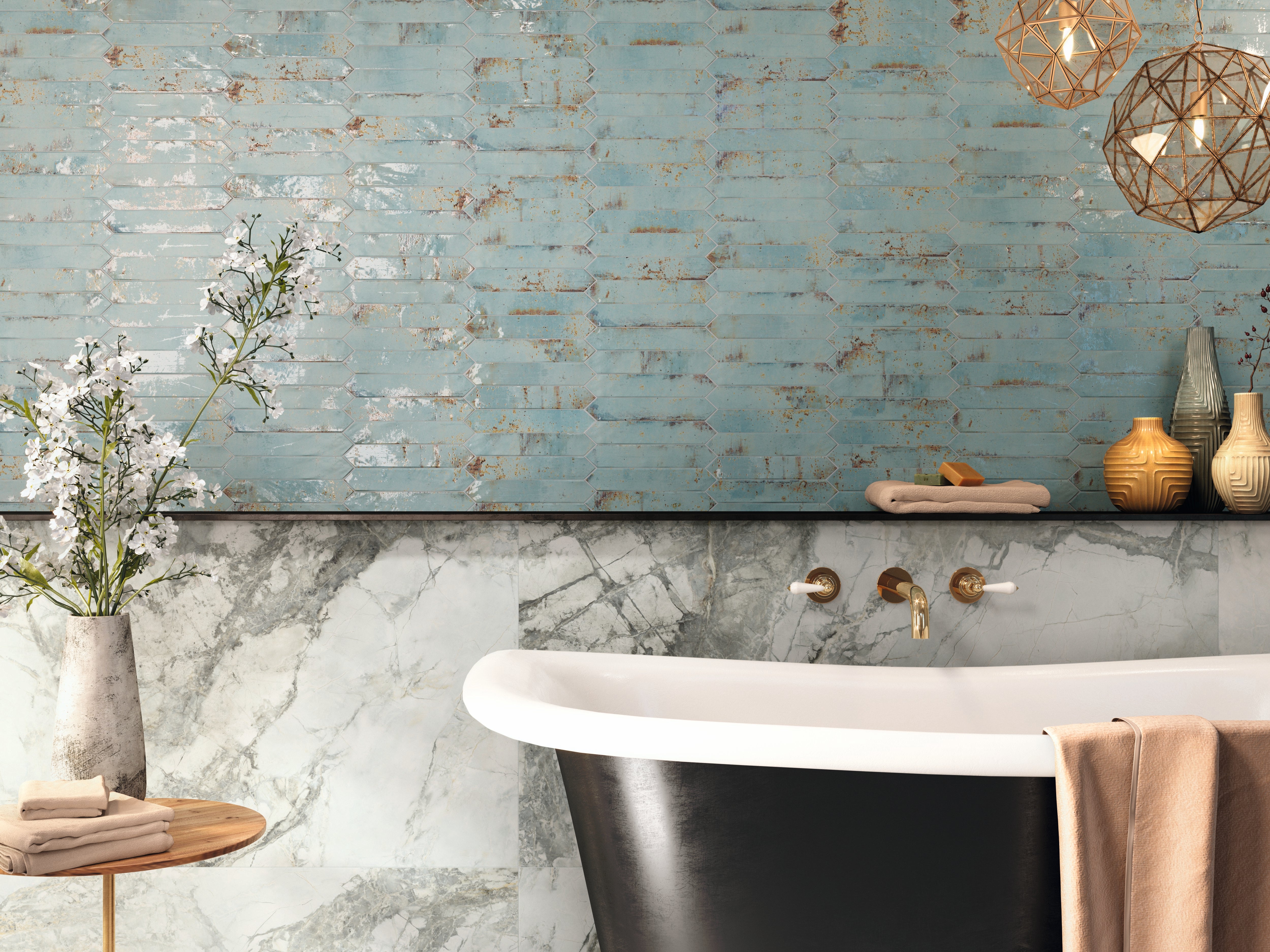 Picket Grunge Aqua 243x43 mm Glossy