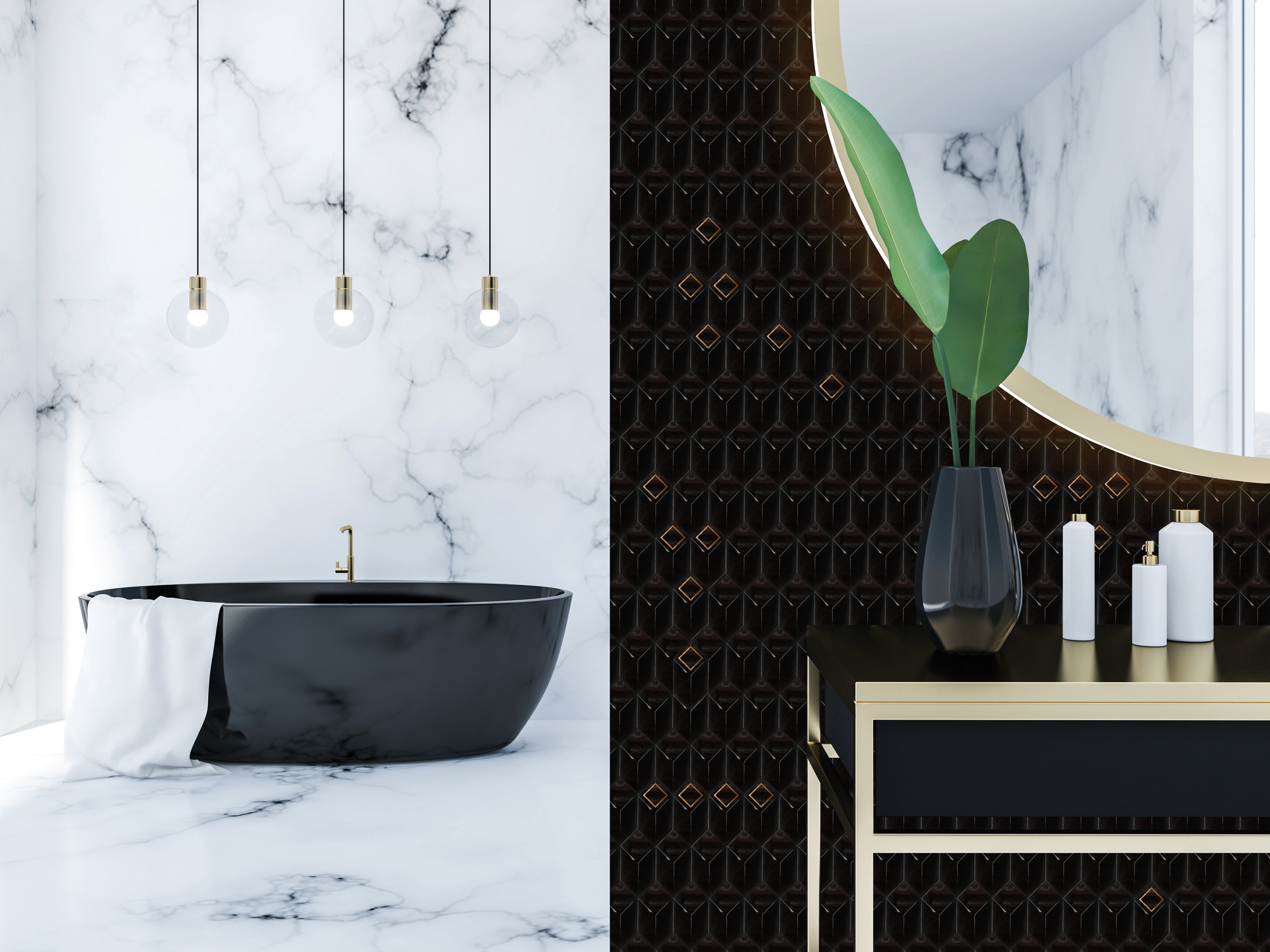 Diamond Black Decor 100x200 mm Glossy